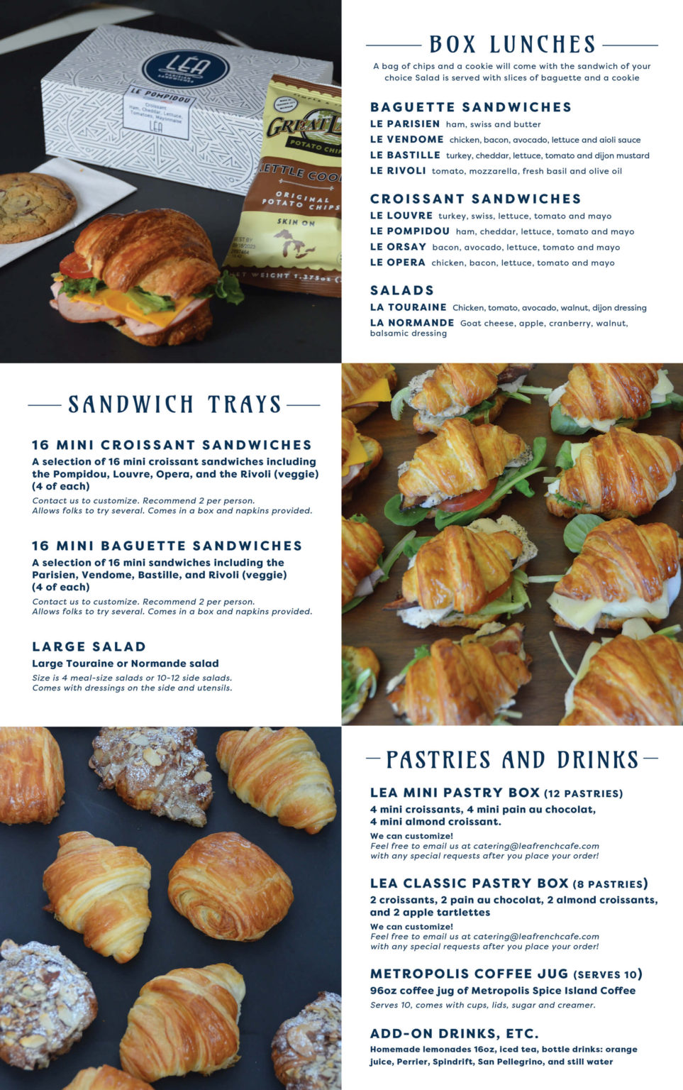 Léa Catering Menu French Parisian Sandwiches - Lea French Café